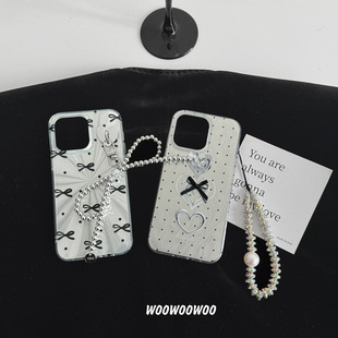 WOOWOOWOO小众ins甜酷少女蝴蝶结手机壳挂绳链条挂件适用苹果15ip-阿里巴巴
