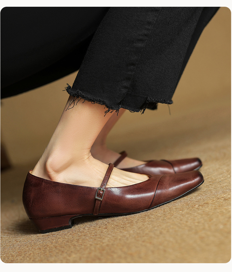 CHIKO Berne Square Toe Block Heels Mary Jane Shoes