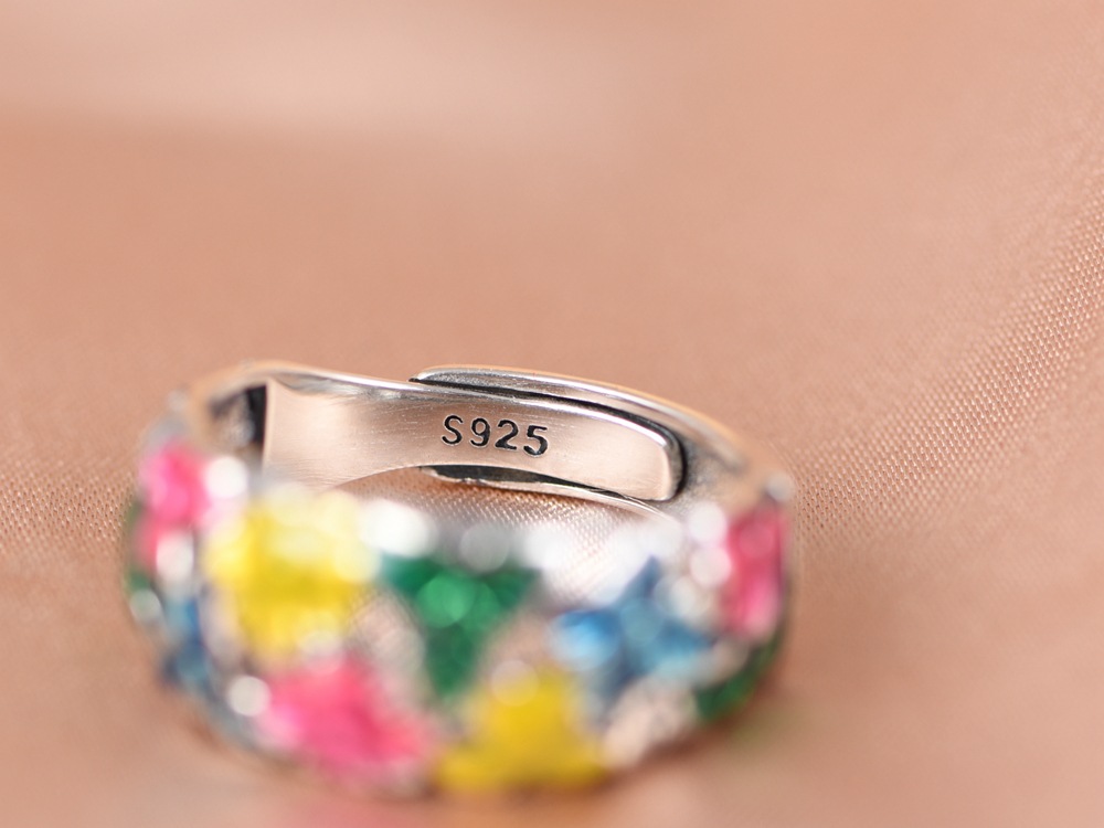 金鹿王 S925银戒指景泰蓝复古工艺淡雅简约五彩花朵女款手饰批发-阿里巴巴