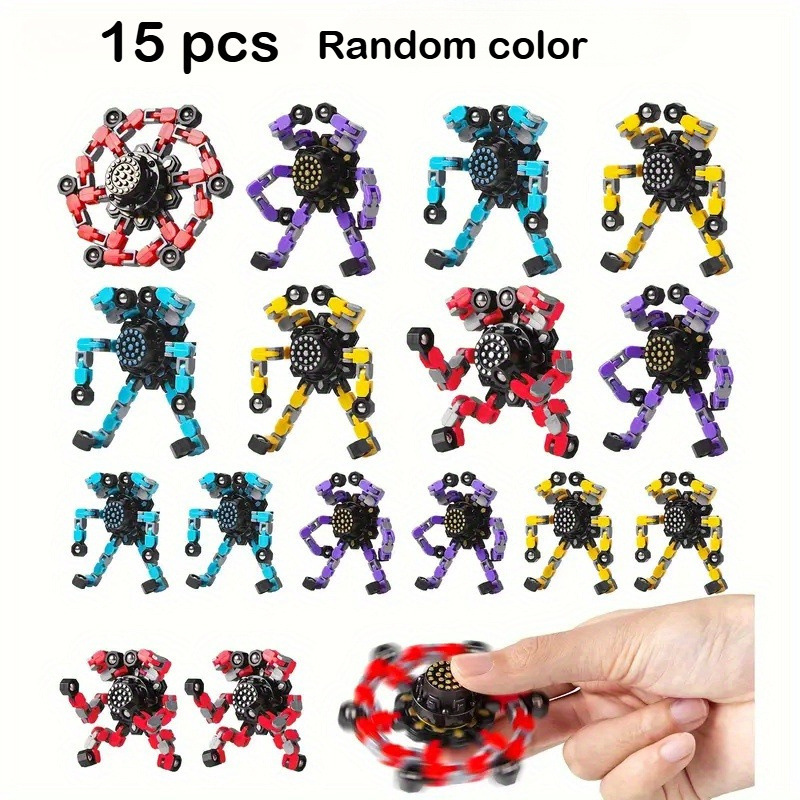 15pcs Color Deformable Fingertip Gyro Toys Chain Fidget-阿里巴巴