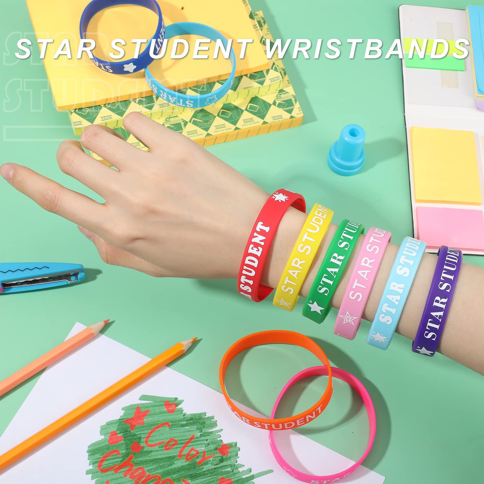 亚马逊Star Student Wristbands 硅胶手环学生励志礼物矽胶手腕带-阿里巴巴