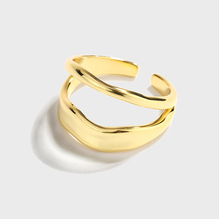 265纯银S925韩版戒指INS小众设计感简约不规则线条光面气质百搭女-阿里巴巴