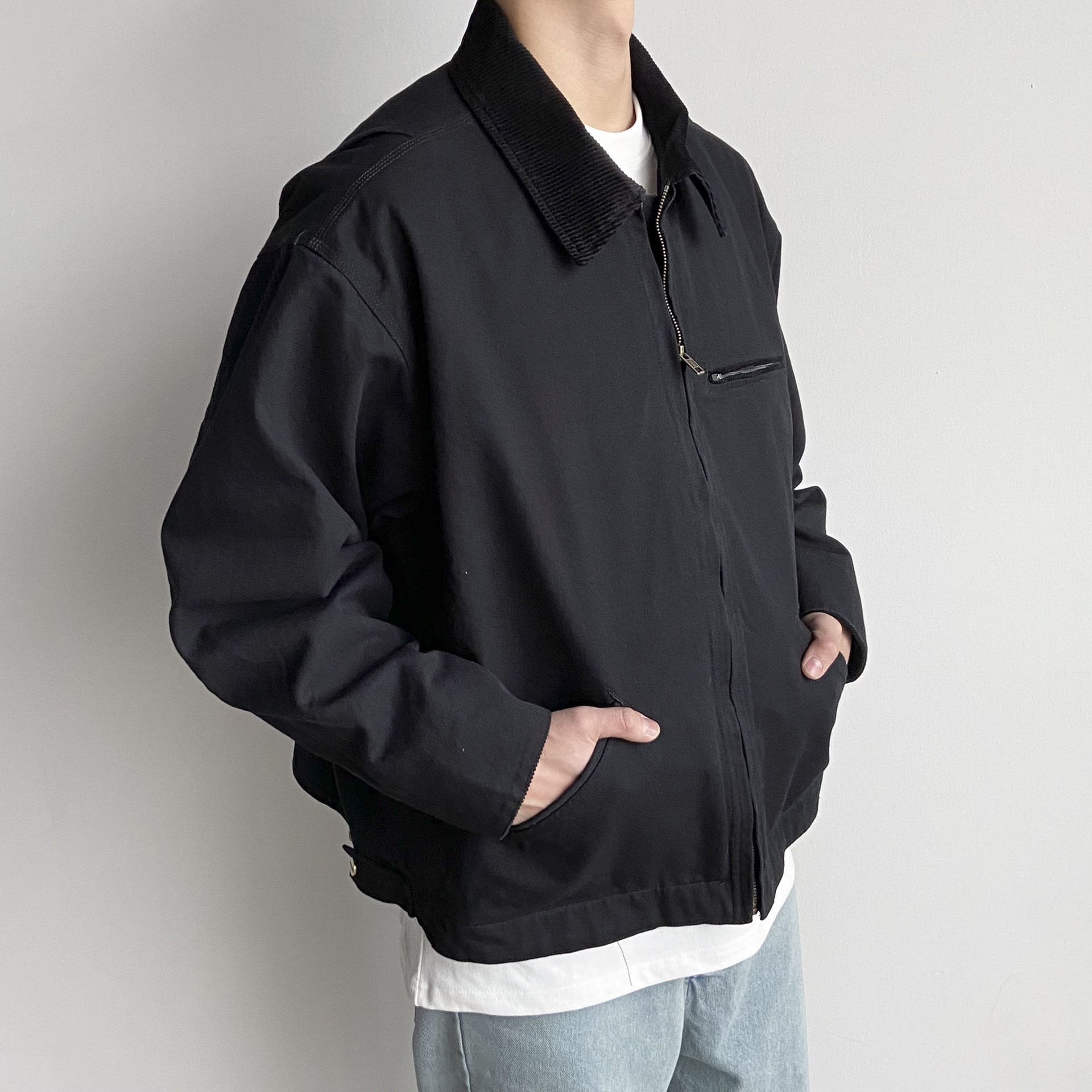 春秋季美式底特律j97夹克男cleanfit工装休闲拉链外套潮流水洗j01-阿里巴巴