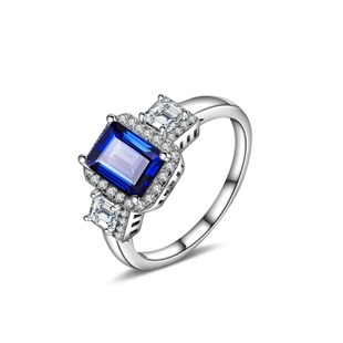 wish S925银镶嵌深蓝色帕拉伊巴方形公主戒指 欧美时尚女士订婚戒-阿里巴巴
