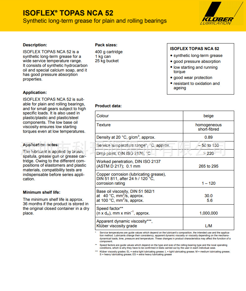 KLUBER ISOFLEX NCA 15/NCA152/NCA52克鲁勃NCA15/克鲁勃NCA152-阿里巴巴