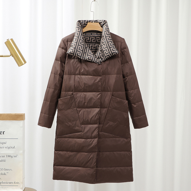 2021 New Double-sided Down Jacket Women's Mid-length Korean Style Loose ...