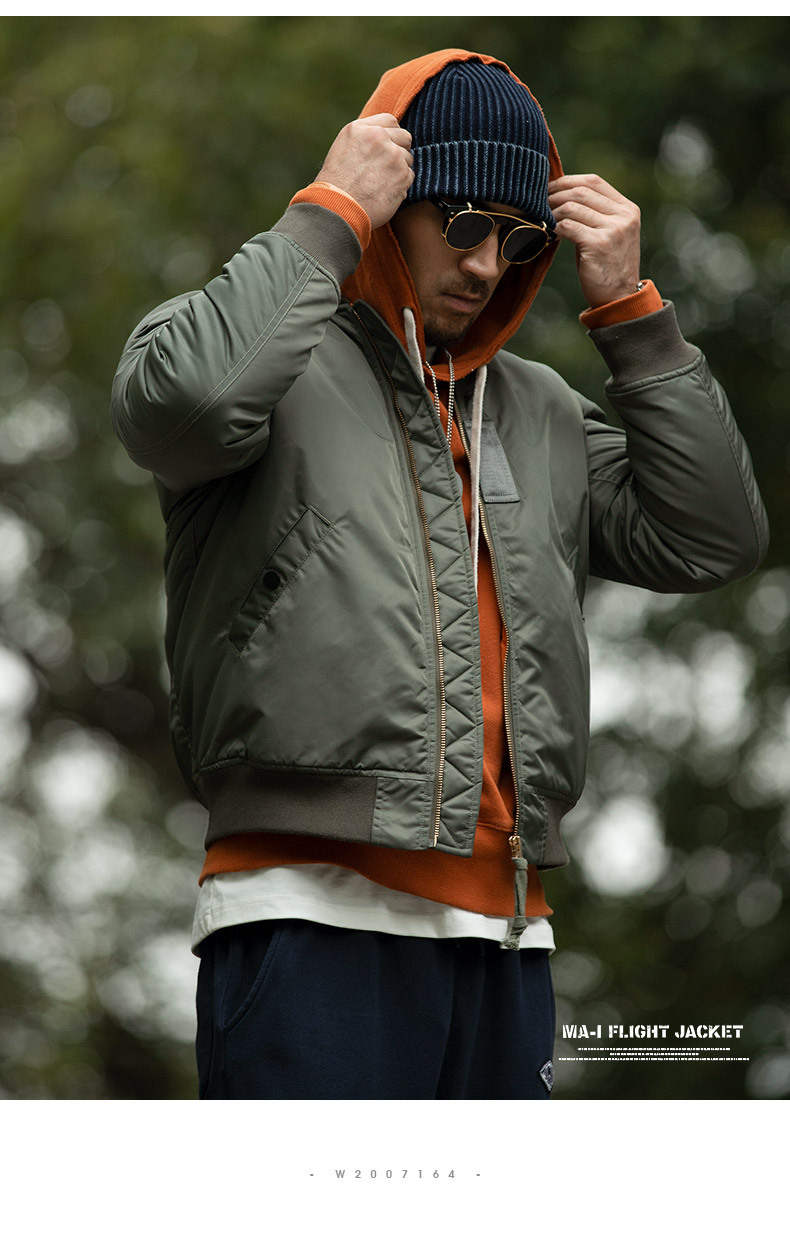 马登工装 美式空中MA1飞行员夹克军绿棉衣加厚袄子棉服棒球服男冬-阿里巴巴
