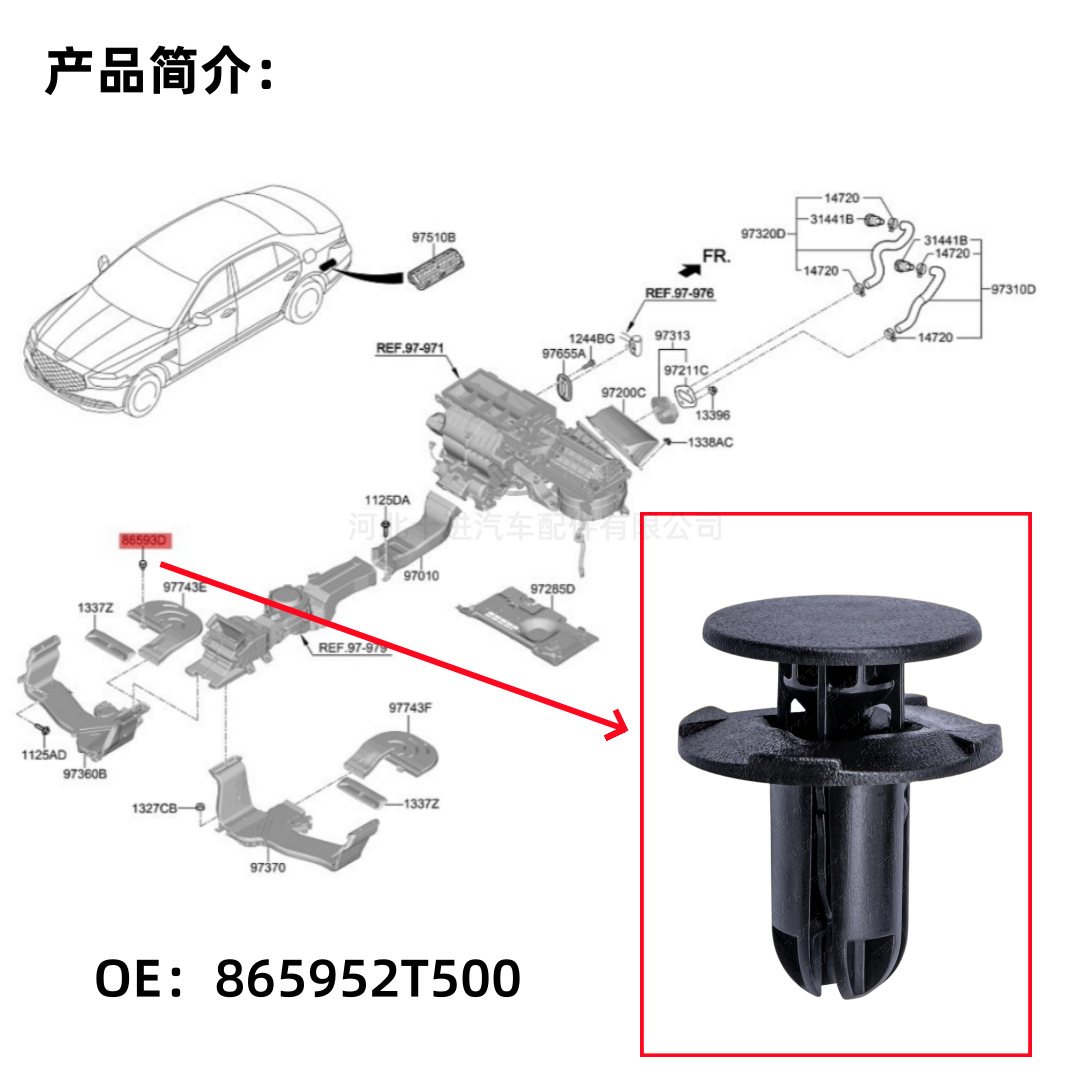 适用现代起亚水箱盖板叶子板内衬挡板卡扣865952T500/1420608250B-阿里巴巴
