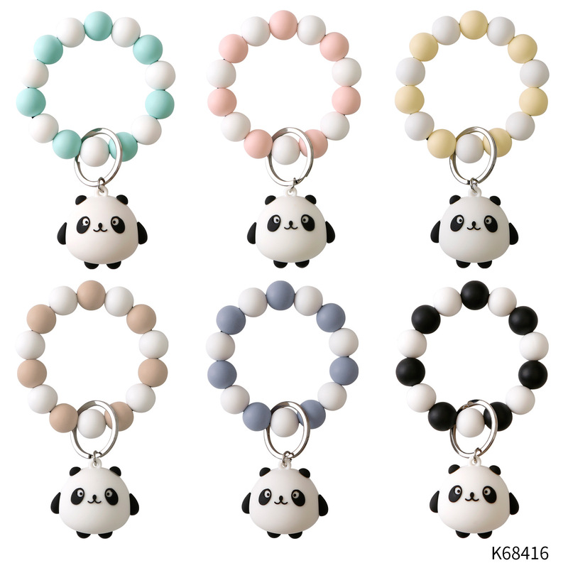 The new 2022 hand made cartoon cute panda keychains PVC silicone beaded ...