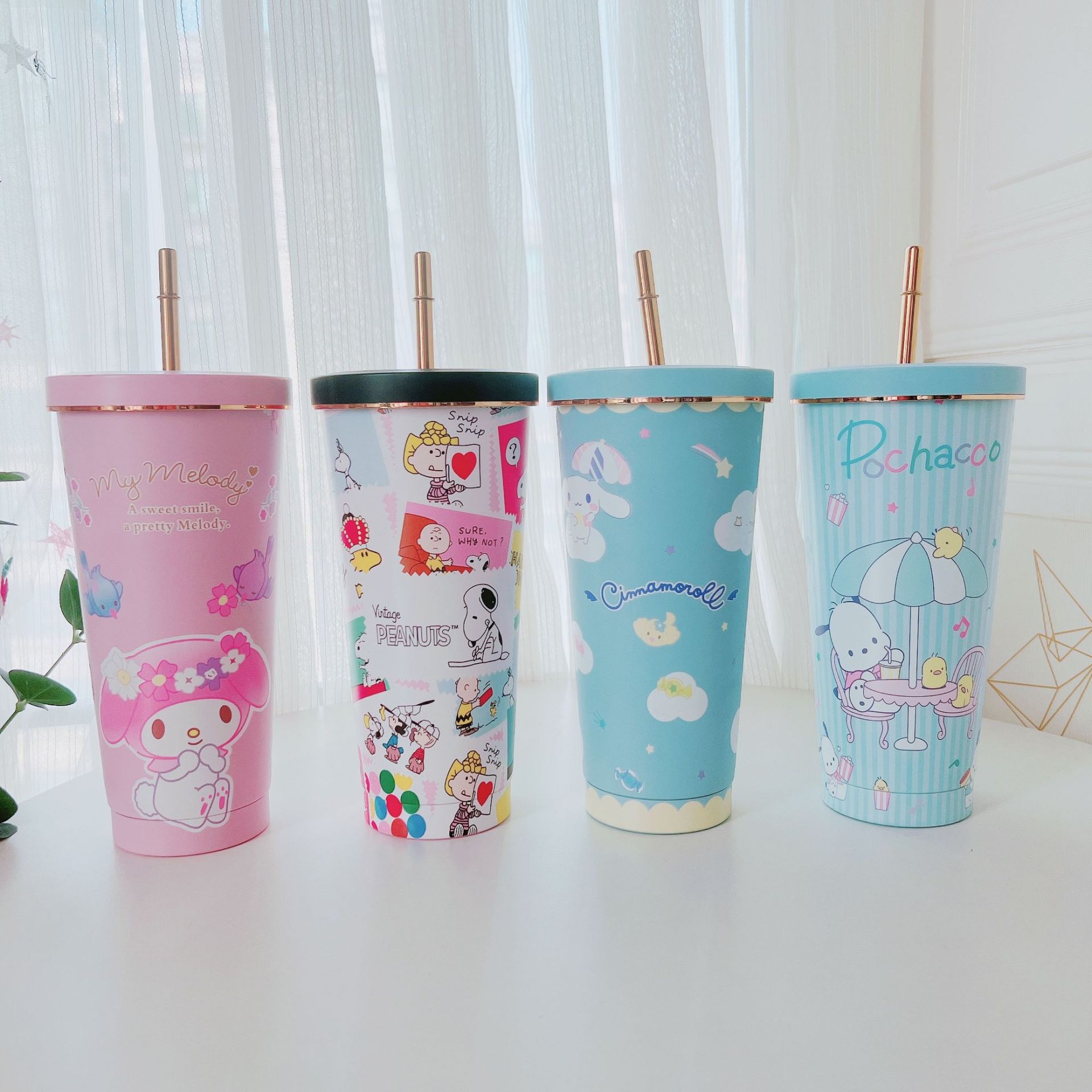 新款金边304不锈钢保温杯大容量750ml卡通真空双层吸管杯冰霸杯-阿里巴巴