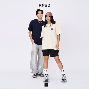 RFSD男装|华夫格R字印花T恤2025春夏新品潮牌街头宽松短袖上衣男-阿里巴巴