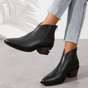 Women'S High Quality Black Pointed Toe Ankle Boots On跨境-阿里巴巴