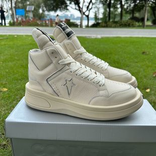 ro联名高帮运动鞋欧美百搭板鞋头层牛皮厚底休闲小白鞋透气舒适-阿里巴巴