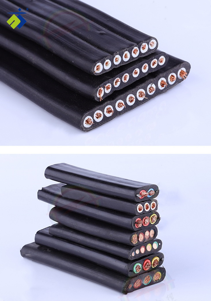 扁电缆加钢丝1.5平方2芯3芯4/5/6/8芯YFFBG丁青橡胶扁平线-阿里巴巴