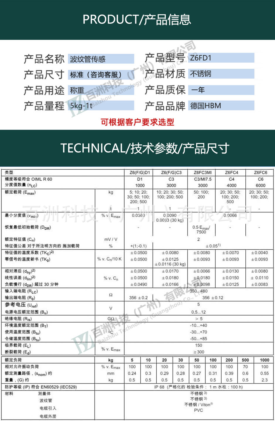 德国HBM Z6FD1/1T 称重传感器 厂家直供 价格优惠-阿里巴巴