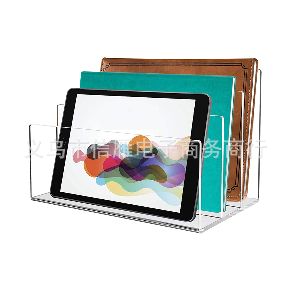 跨境现货文件架收纳架亚克力置物架3格桌面书籍办公室整理信封架-阿里巴巴