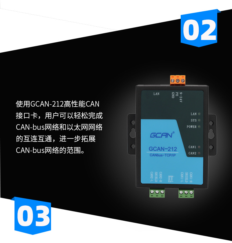 以太网转CAN CANET工业级 CAN-bus网关模块GCAN-212/202 TCP 协议-阿里巴巴