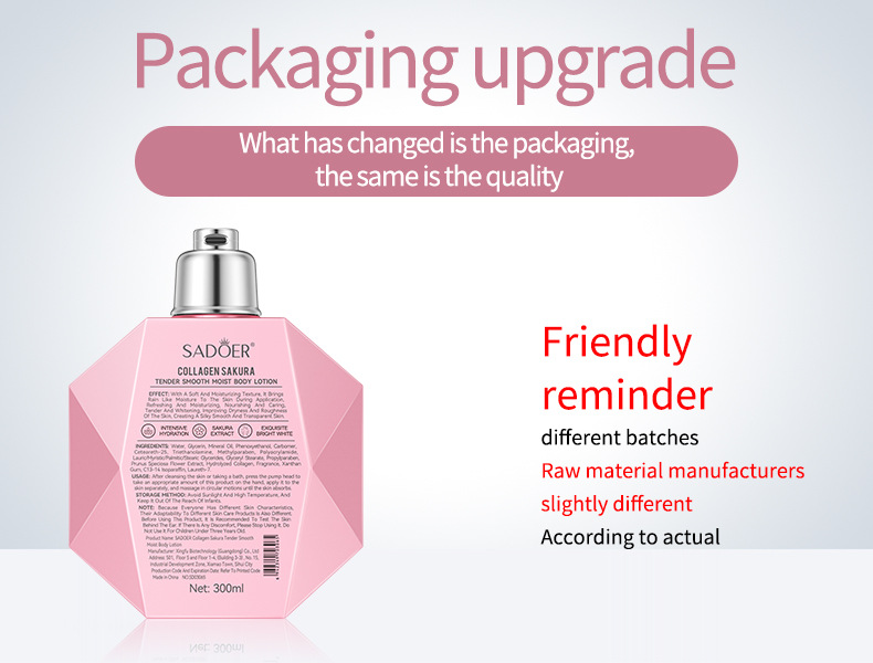 全英文樱花身体乳300ml SADOER胶原蛋白嫩滑润肤乳跨境外贸批发-阿里巴巴