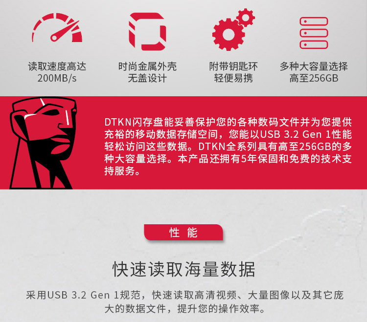 Kingston/金士顿 DTKN 32G 64G 128G 256G 512G金属高速U盘USB3.2-阿里巴巴