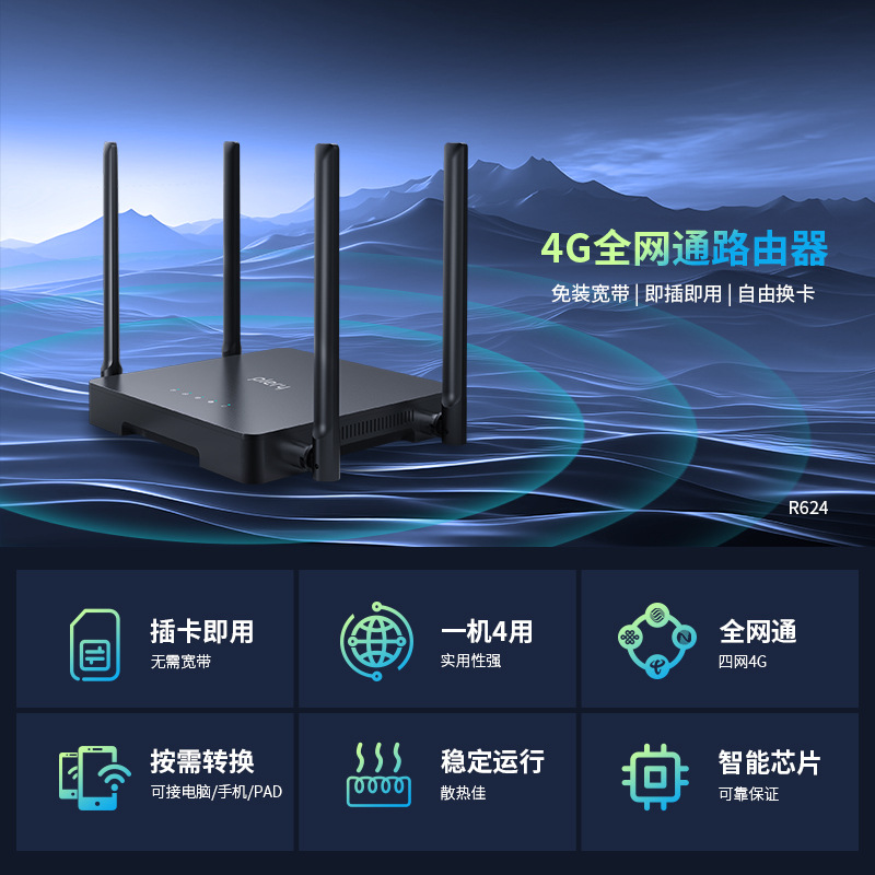 普锐PLERY R624 4G插卡路由器无线300兆LTE移动CPE高通欧亚非版-阿里巴巴