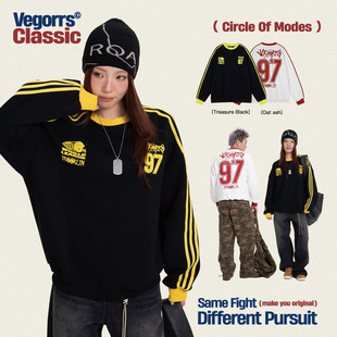 VEGORRS男装秋季复古卫衣男潮牌球衣风情侣卫衣女一件代发W9065-阿里巴巴