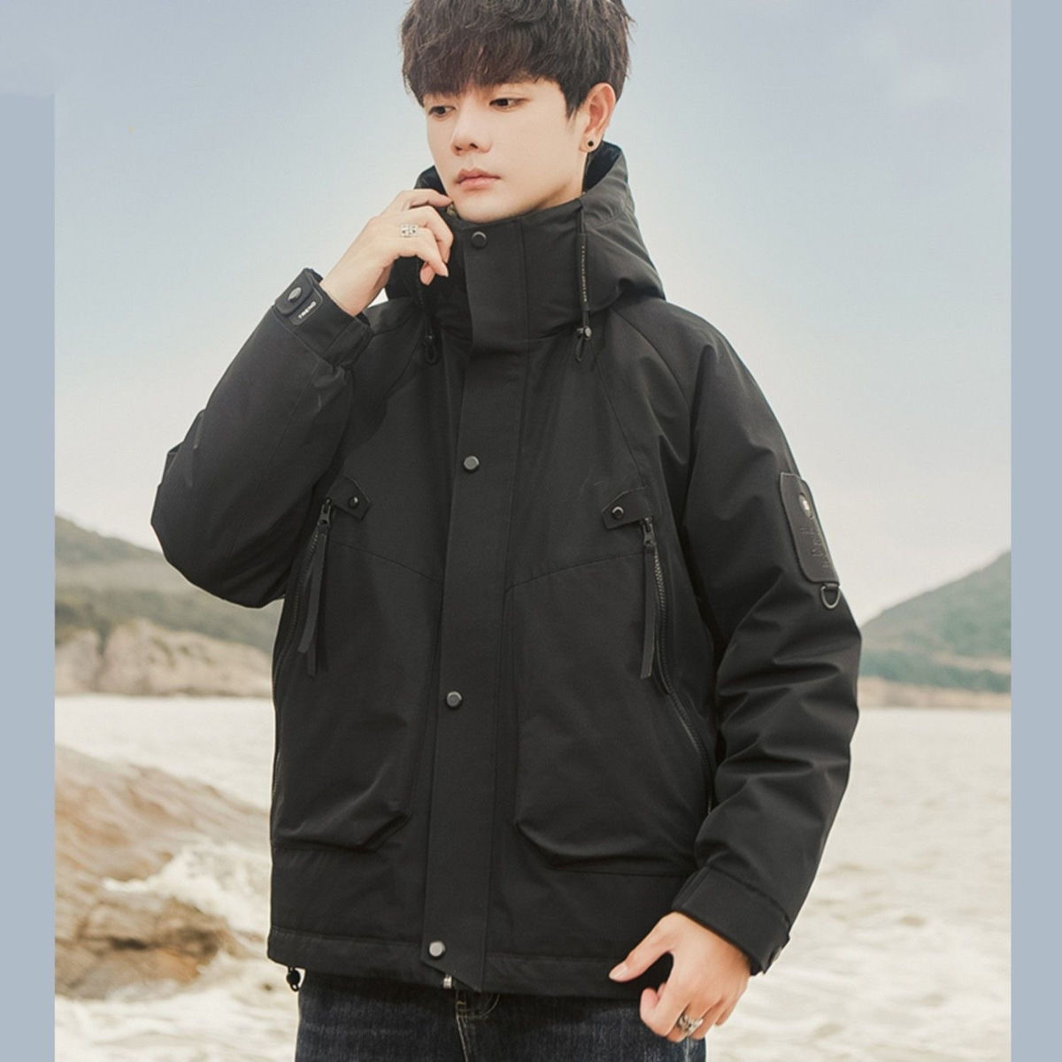 棉服男2023冬季冲锋衣羽绒棉服外套加厚时尚户外保暖轻薄防寒服-阿里巴巴