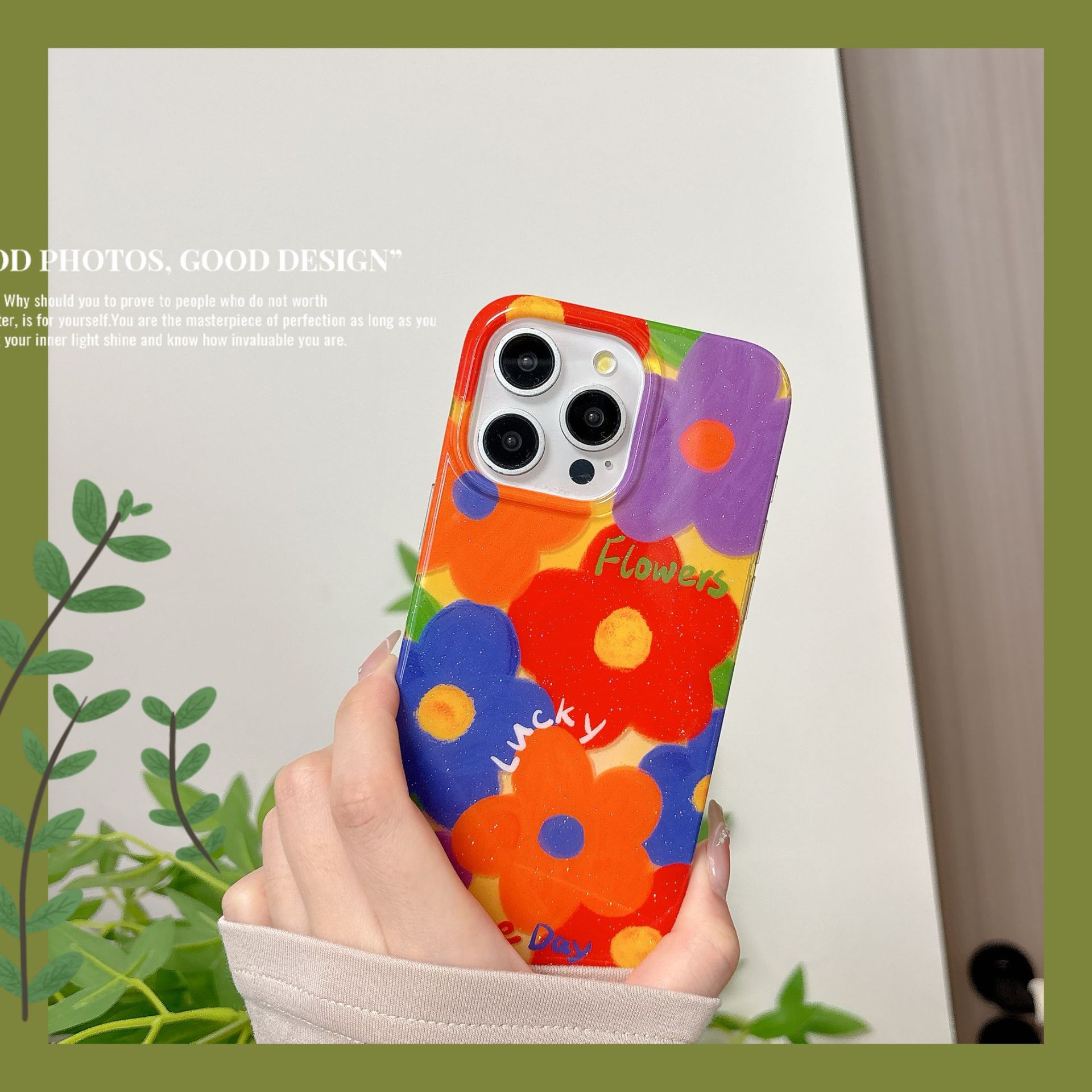 油画彩色花朵苹果16pro手机壳13适用支架iPhone15promax全包imd女-阿里巴巴