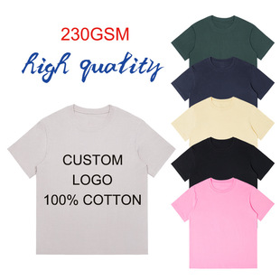 100% cotton T-shirt wholesale 230g custom logo short sleeves-阿里巴巴