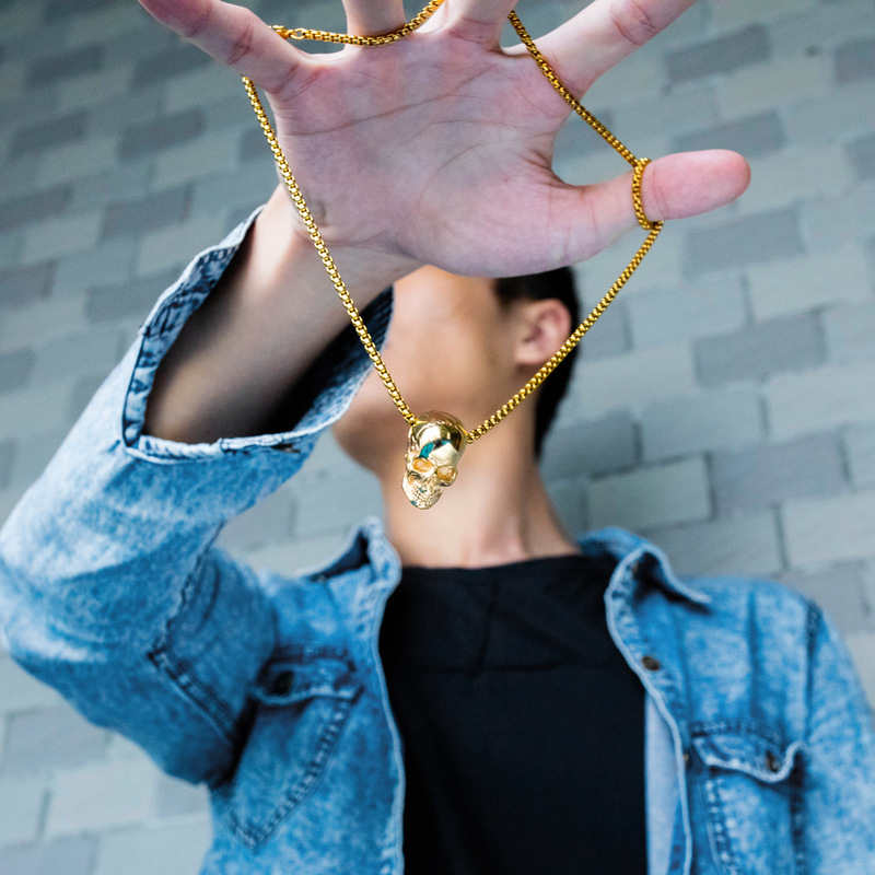 Rapper Hiphop Street Jazz dance skull necklace to restore ancient ways ...