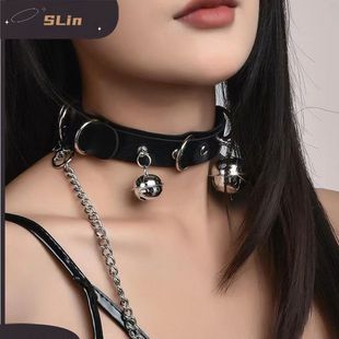 情趣项圈带链子高级感项圈女情趣sm皮革项圈choker铃铛项圈女颈带-阿里巴巴