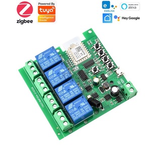涂鸦易微联zigbee+RF智能点动自锁互锁远程遥控开关4路继电器模块-阿里巴巴