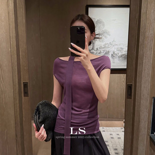 【LS新品牌】黑标极简大牌 夏季上新极简时尚优雅气质T恤LS8017#-阿里巴巴