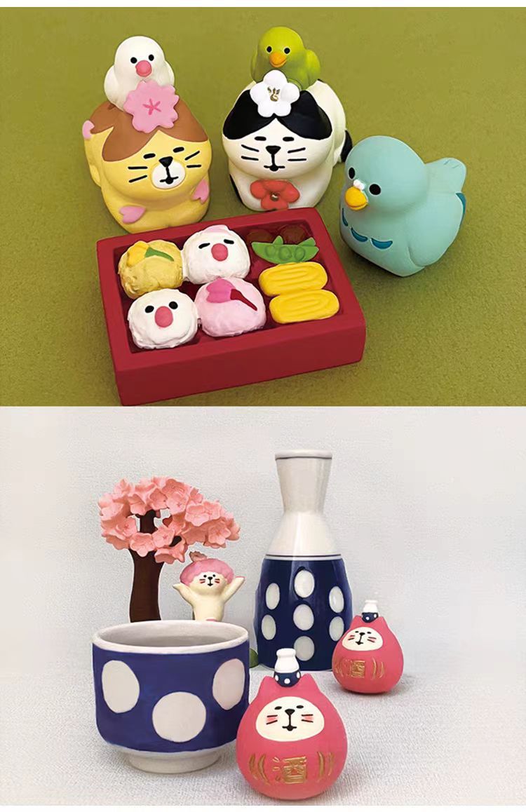 日式猫咪可爱赏花ZAKKA樱花抹茶INS潮玩公仔DIY树脂工艺品小摆件-阿里巴巴