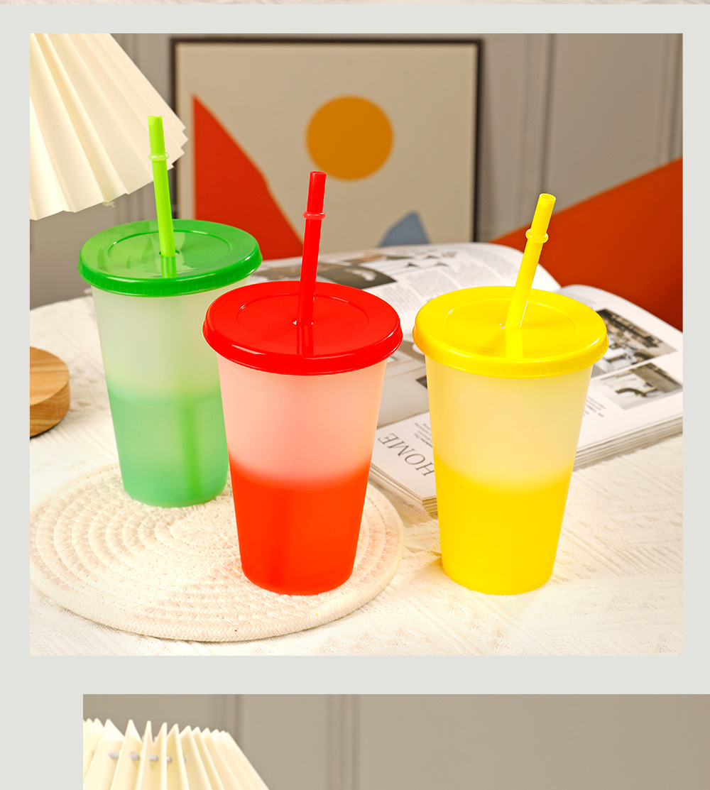 20007 厂家直销480ml吸管创意塑料变色杯 感温吸管塑料变色杯-阿里巴巴
