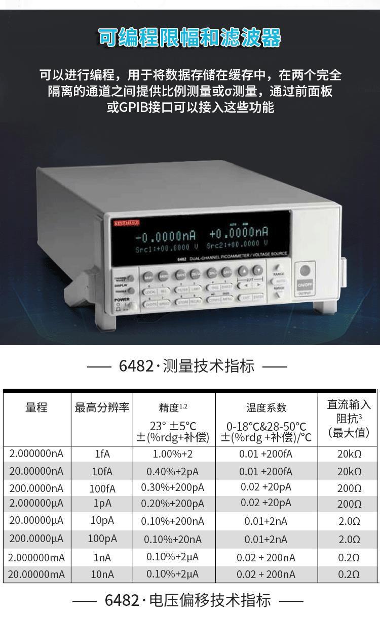 吉时利KEITHLEY 6485 6487 6482 /E皮安表电压源 双通道 6480系列-阿里巴巴