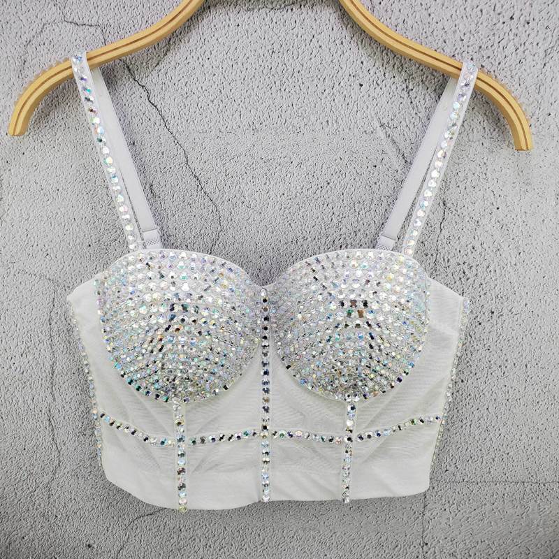 Women bling jazz dance bra tops singers gogo dancer stage performance ...