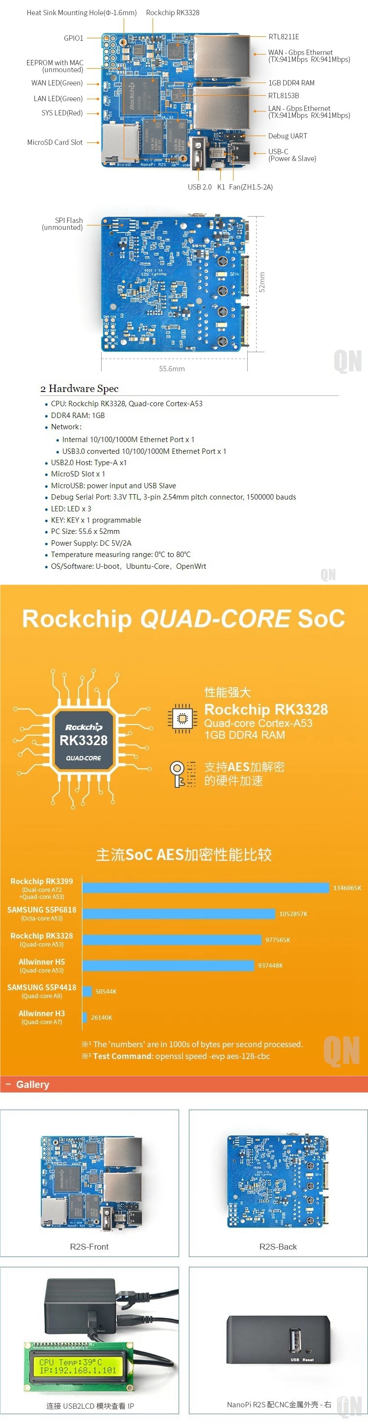 [NanoPi R2S开发板]RK3328双千兆网口1GB内存路由器 OpenWrt/LEDE-阿里巴巴