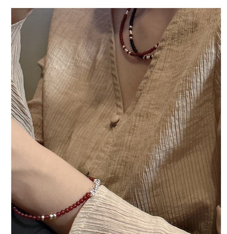 s925纯银fever同款串珠项链ins博主穿搭单品玛瑙松石可叠戴锁骨链-阿里巴巴