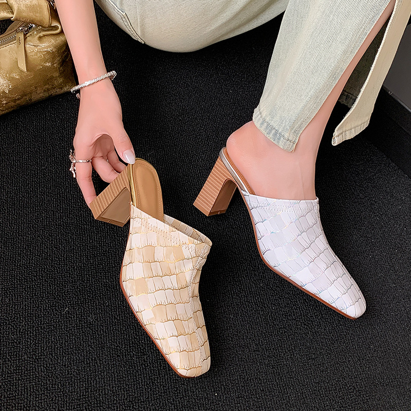 CHIKO Xaviera Square Toe Chunky Heels Clogs/Mules Shoes