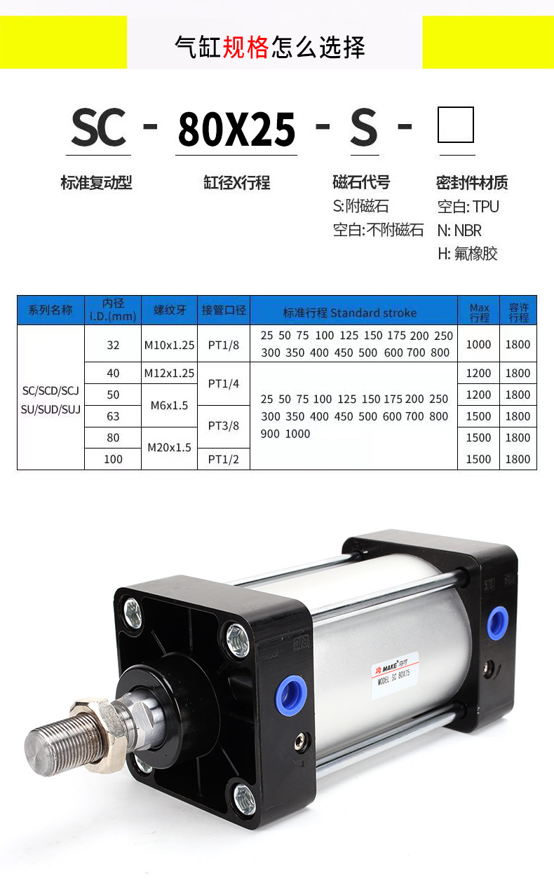 马可SC标准气缸 缸径80 SC80/ SCJ80 以赛亚SC80-阿里巴巴