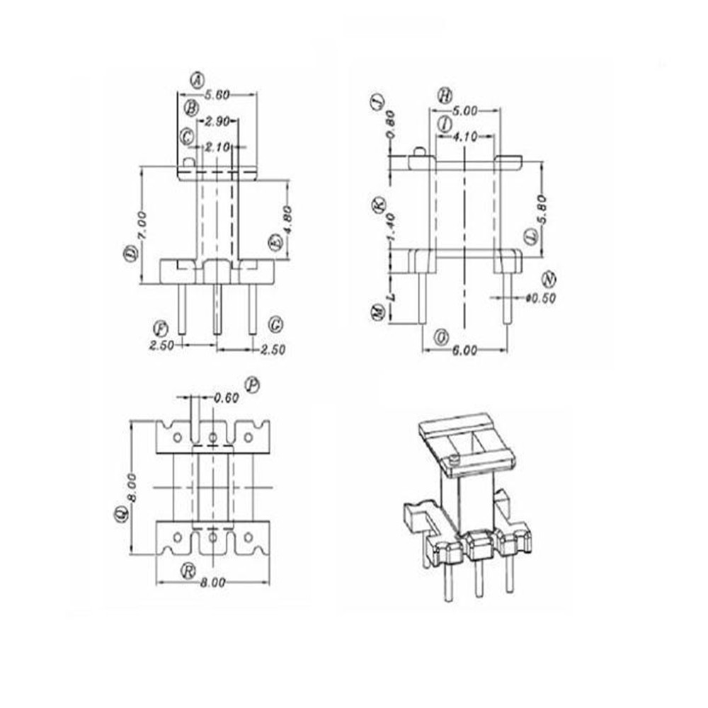 EE8.3变压器骨架EE8电木骨架EE8.3立式骨架BOBBIN线圈注塑件-阿里巴巴
