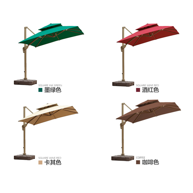 3m罗马伞遮阳单边伞户外咖啡厅侧立伞庭院伞大方形双顶伞带LED灯-阿里巴巴