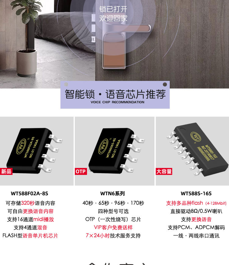 唯创WT语音芯片模块双声道功放芯片音频放大器音乐播报ic快速出样-阿里巴巴