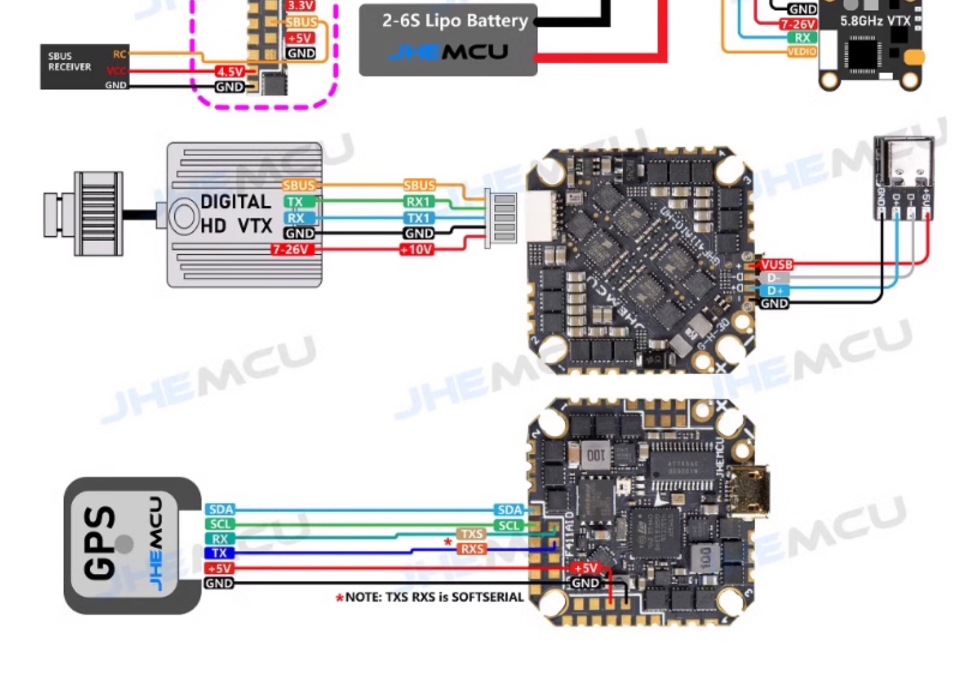 JHEMCU津航GHF411AIO HD飞控电调一体板穿越机无人机高清模拟图传-阿里巴巴