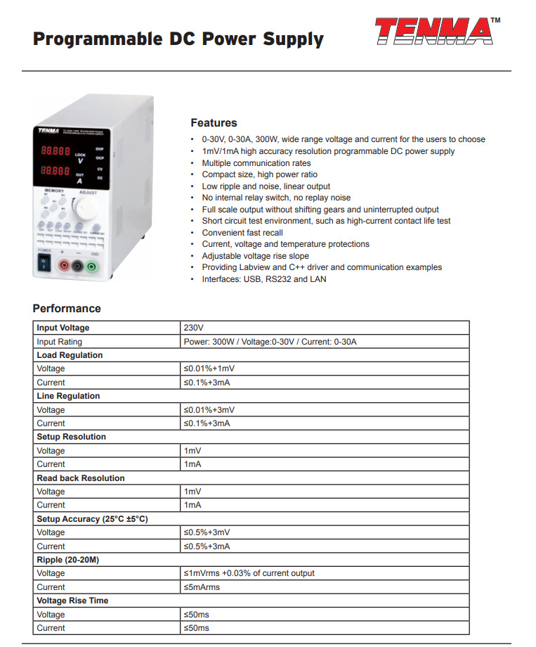 Tenma天马/MULTICOMP PRO72-13350 可编程台式稳压电源30V30A正品-阿里巴巴