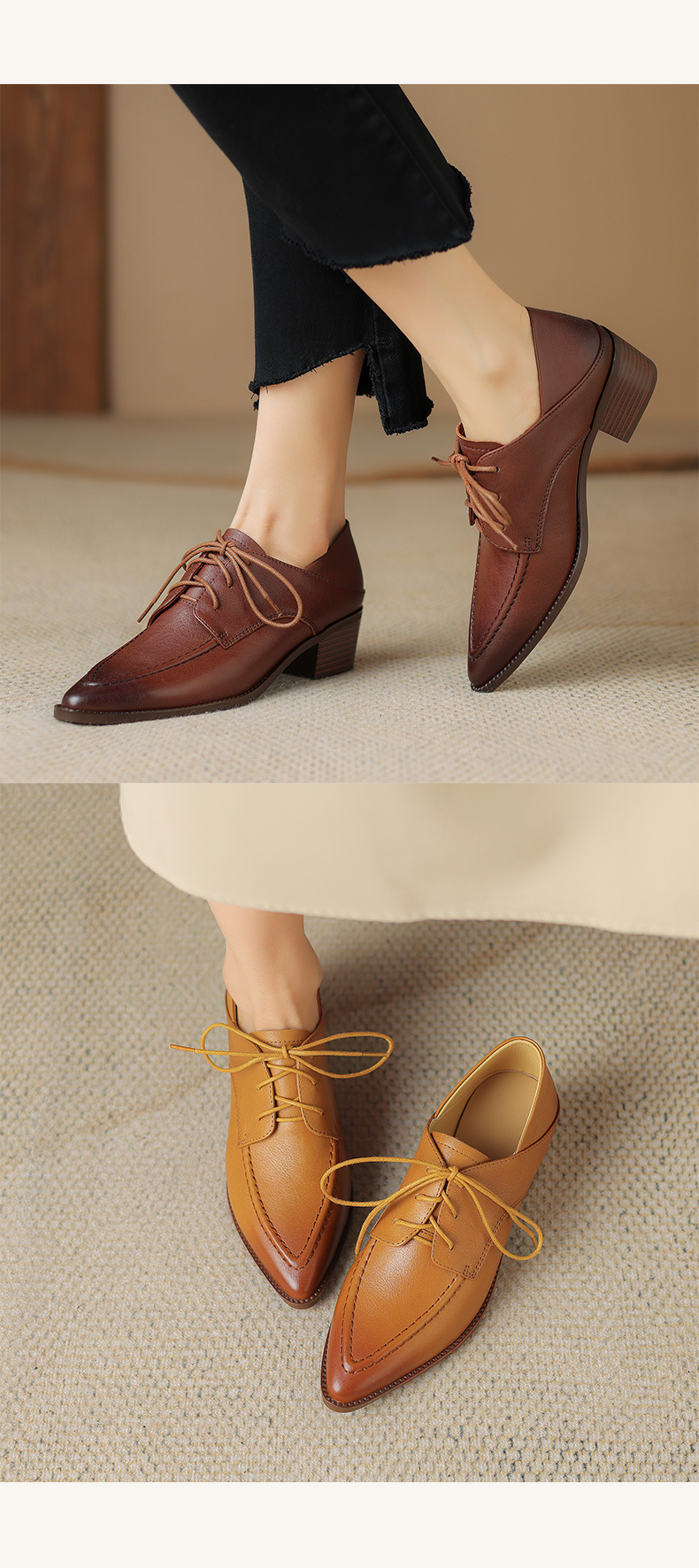 CHIKO Presley Pointy Toe Block Heels Oxfords Shoes