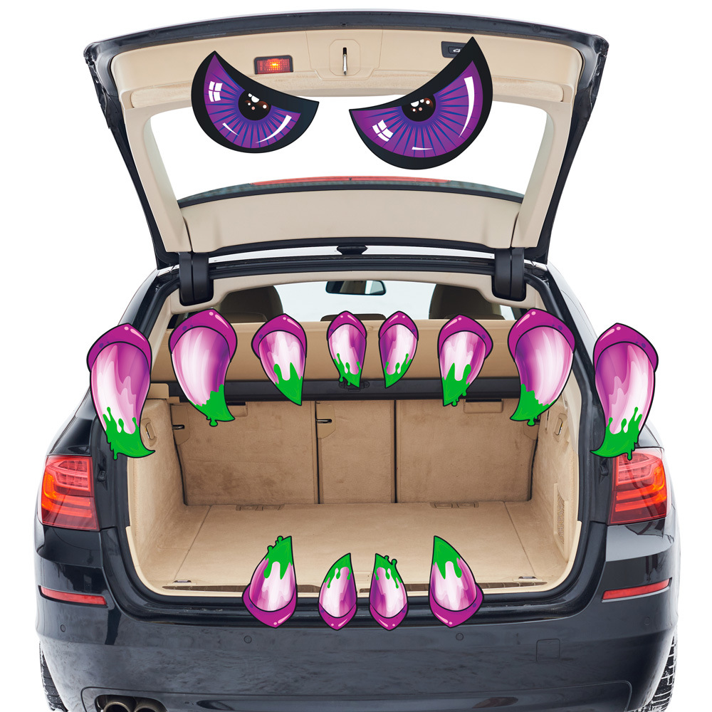 HW036亚马逊跨境万圣节怪兽门贴眼晴獠牙车库门贴节日装饰墙贴纸-阿里巴巴