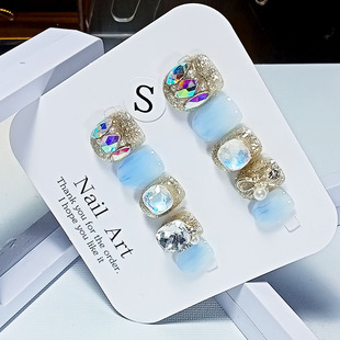 轻奢贴钻手工穿戴甲炫彩显白可拆卸美甲贴片甜美清冷假指甲片成品-阿里巴巴