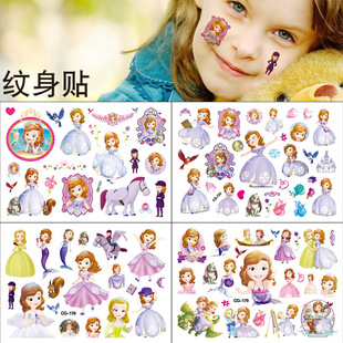 儿童卡通索菲亚小公主纹身贴纸水转印贴苏菲亚奖励粘贴画公主贴纸-阿里巴巴
