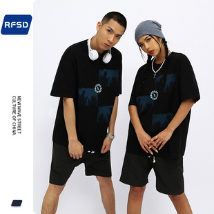 RFSD|2025夏季新款重磅国潮黑暗印花短袖印花T恤情侣装宽松街头-阿里巴巴